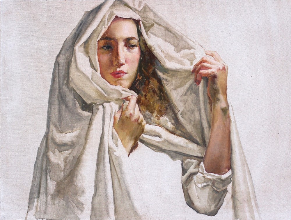 Buy original painting online | Academart | Portrait of Elena in draperies, Andreev Ivan.