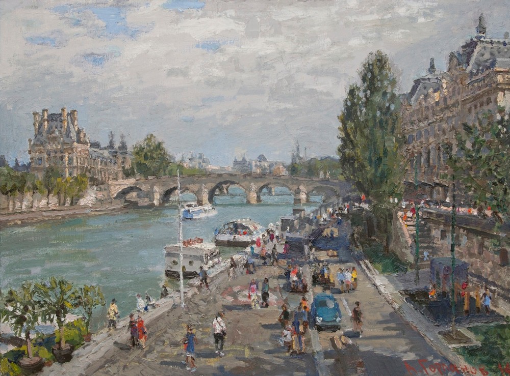 Buy original painting online | Academart | The embankment in Paris ...