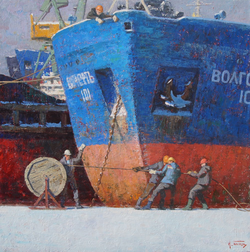 Buy original painting online | Academart | Everyday life in a winter ...